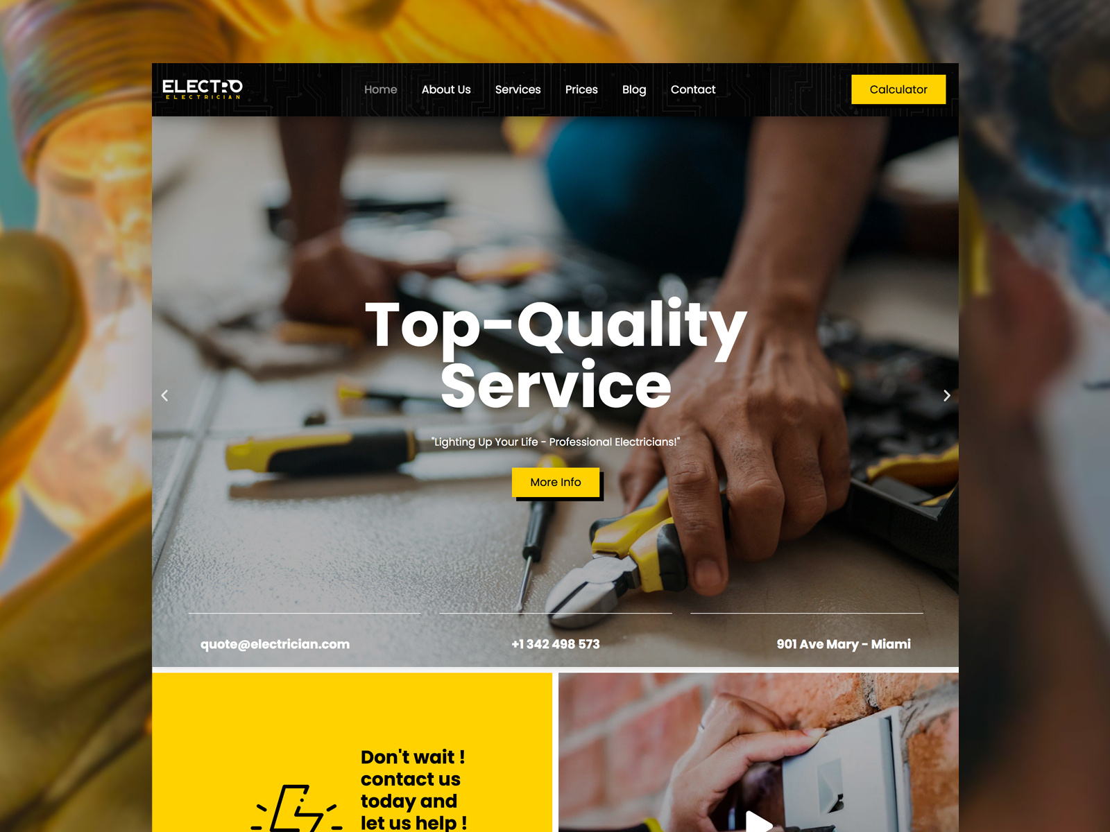 Electrician Services WordPress Theme by NicDark Themes on Dribbble