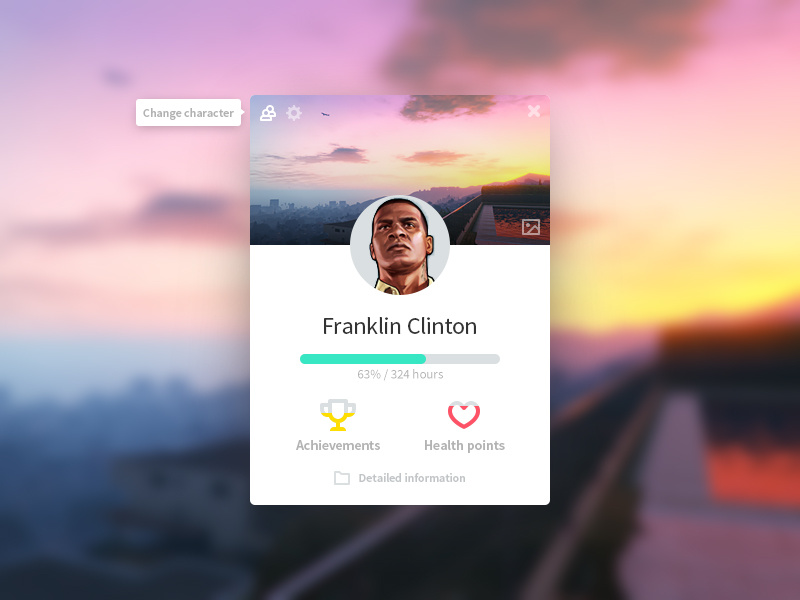 GTA V - Character Widget / App Concept by Rounded Hexagon on Dribbble