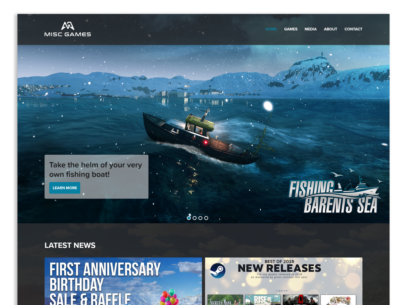 Front page design for a game publisher by Jernej Beg on Dribbble