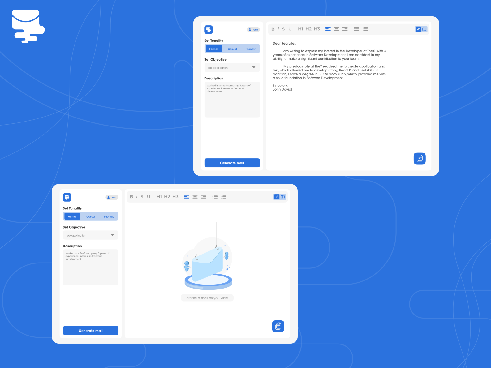 AI email generator mockup by Bharath Ganesh on Dribbble
