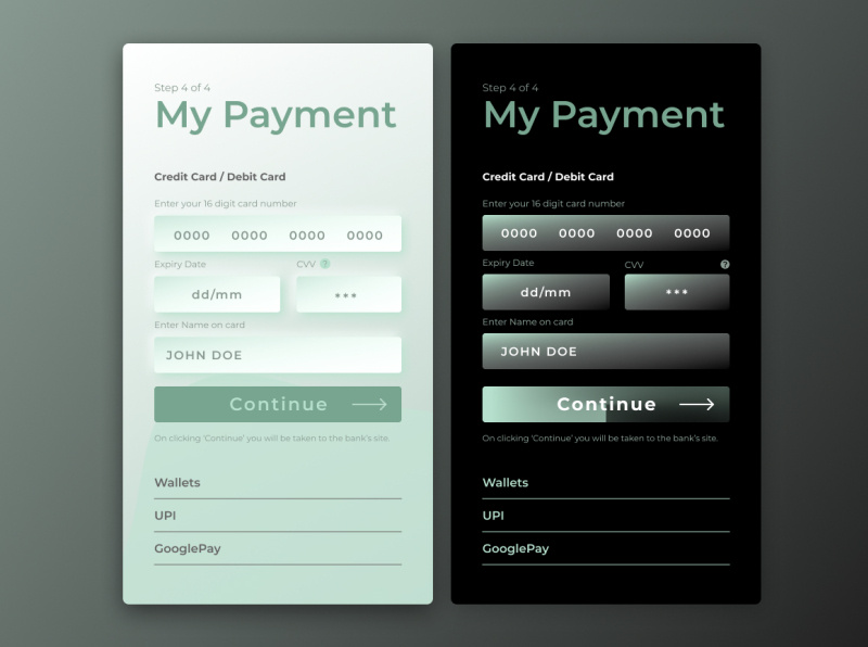Payment - Credit Card/Debit Card by ABHROJIT BORAL on Dribbble