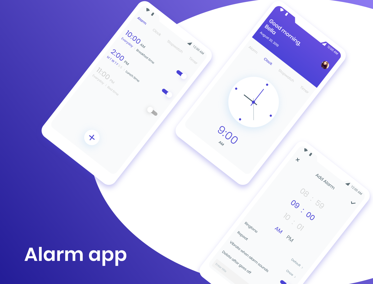 Alarm app by Arpana Saikia on Dribbble