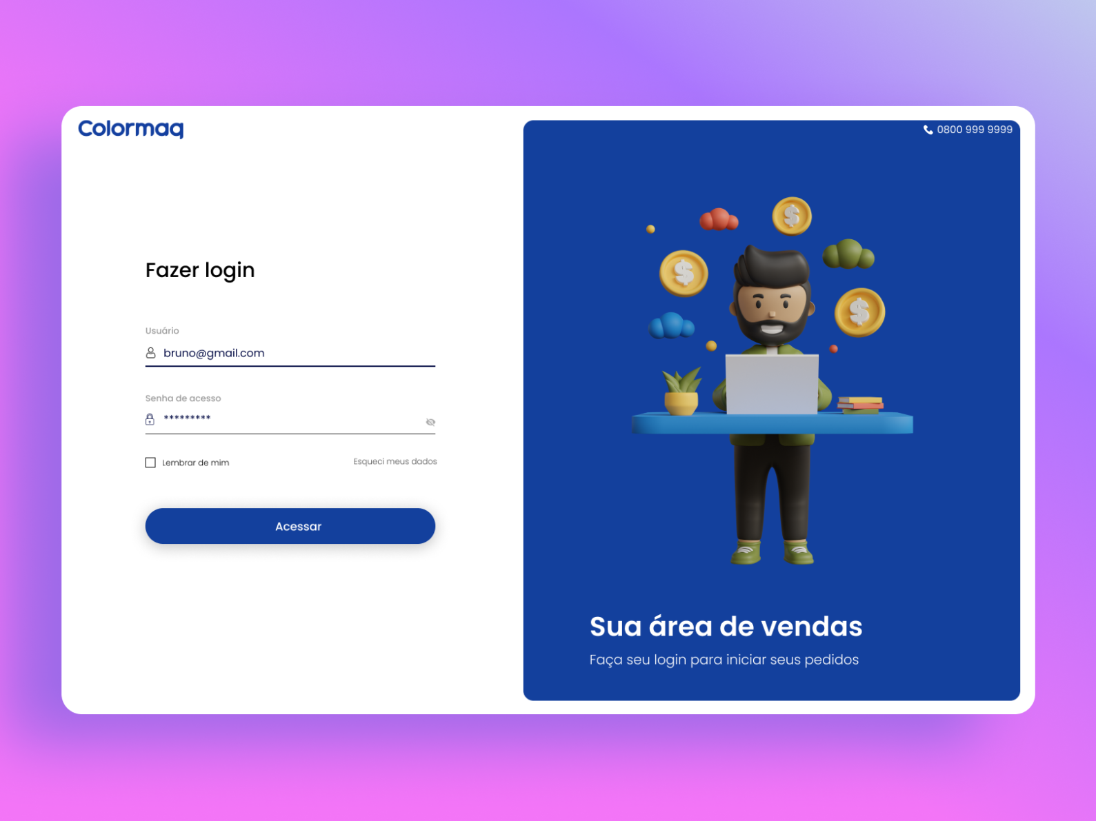 Proposta visual para Login Web by TDDG on Dribbble