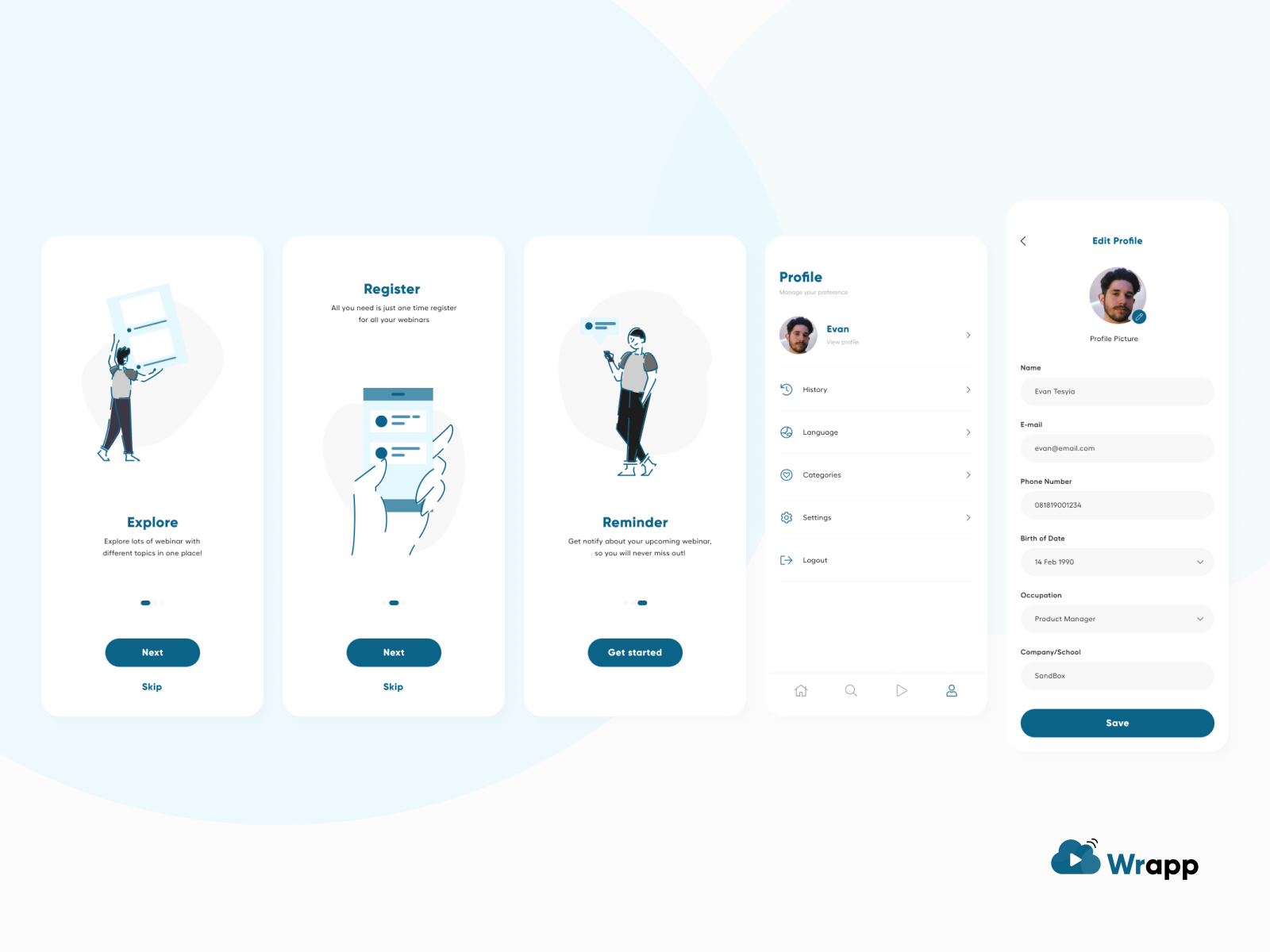 Wrapp - Webinar App (03/03) by claudya meilika on Dribbble