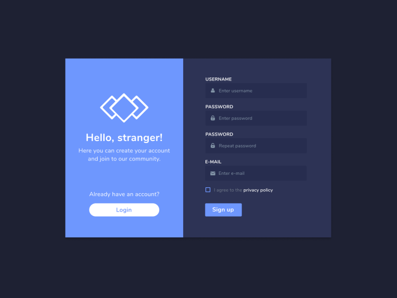 Sign up dark by Michał Roj on Dribbble