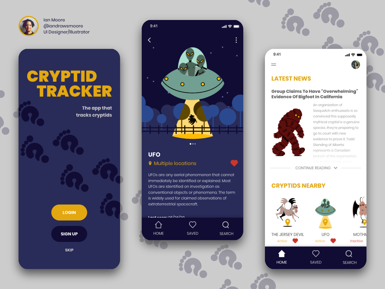 Cryptid Tracker, UFO by Ian Moore on Dribbble