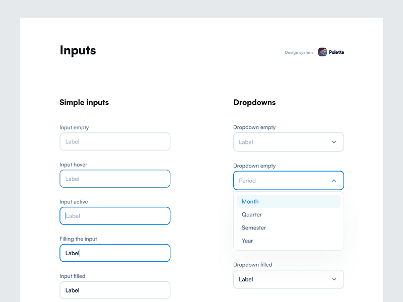 Palette • Inputs components 🧩 by Juliette Lagache on Dribbble
