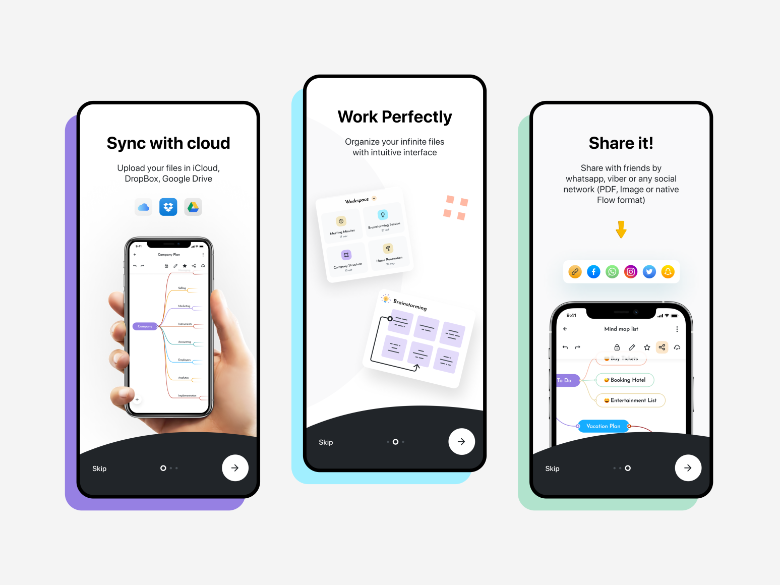 Onboarding screens for mobile app by Varvara Selezneva on Dribbble