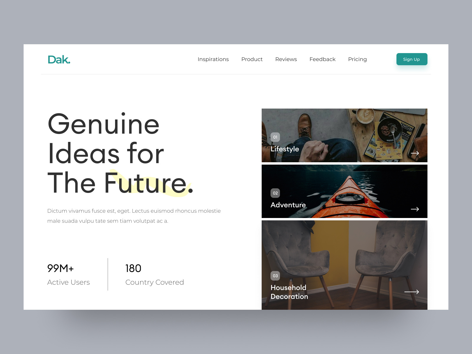 Dak. Web UI exploration by Mayad Ahmed on Dribbble