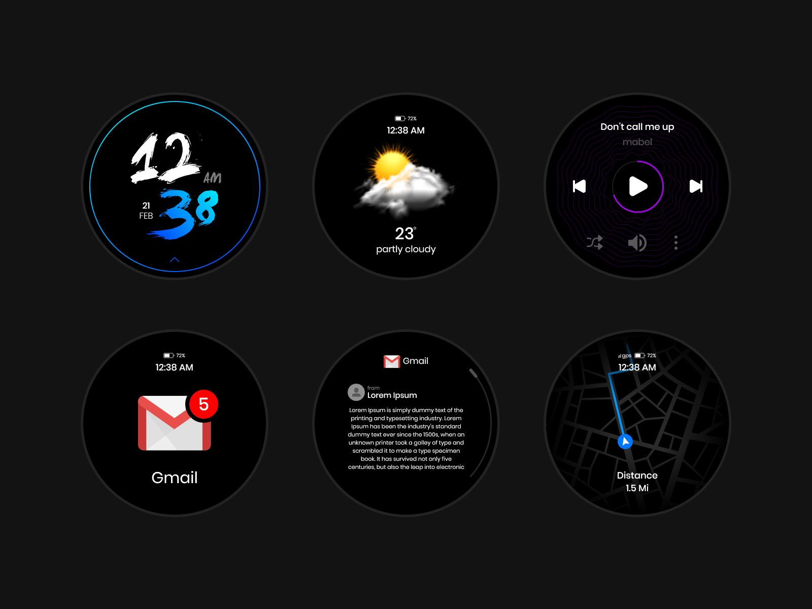 smartwatch faces by Andrew.J on Dribbble