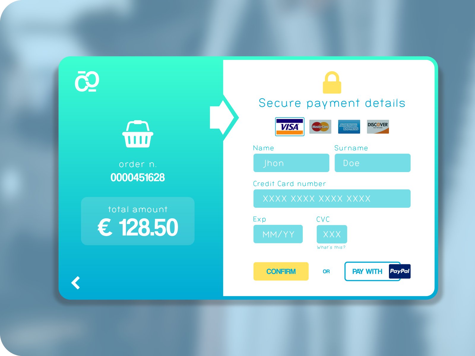 DailyUI - Credit Card checkout form by Katia Piazza on Dribbble