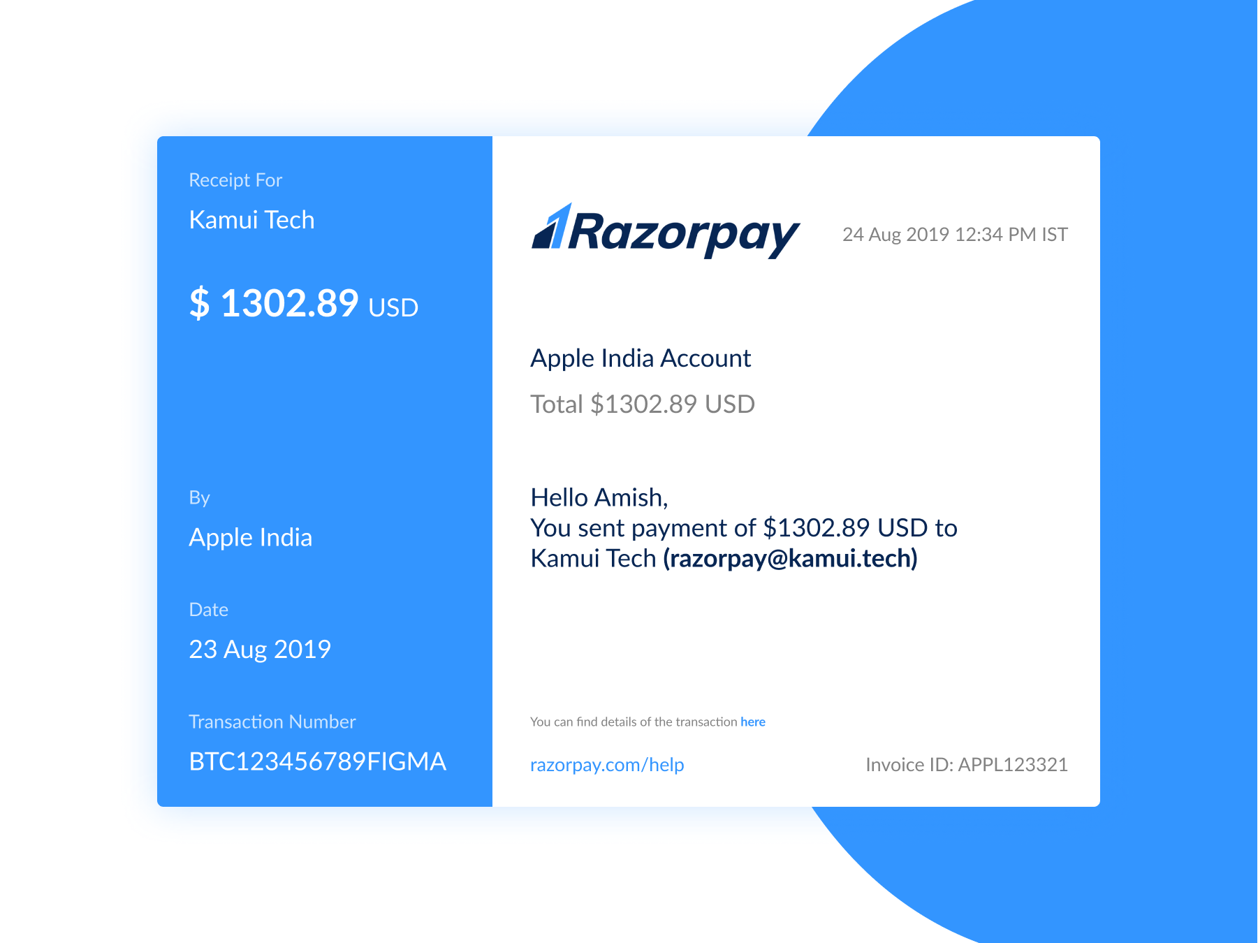 Razorpay Email Receipt by Ash Gaikwad on Dribbble