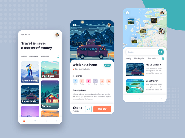 Travel App UI by CreativePeoples on Dribbble