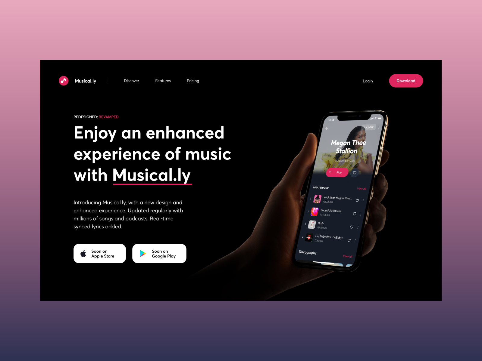 Musical.ly Website Hero by Williams Alamu on Dribbble