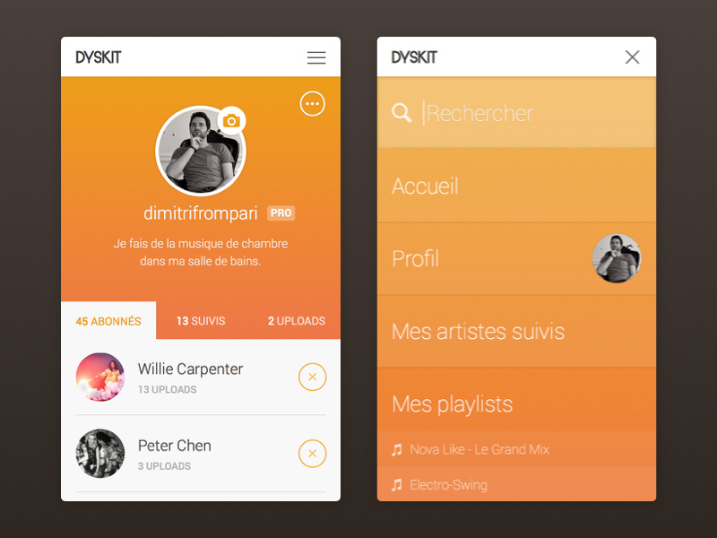 Dyskit - Profile & Sidebar menu by Arthur Guillermin Hazan on Dribbble