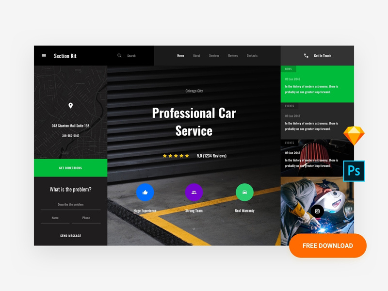 Free Mechanic Website Template By Juan Trigusto On Dribbble