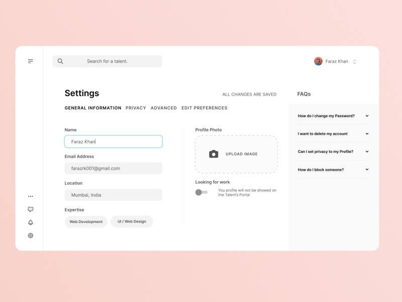 Edit Profile Page by Faraz Khan on Dribbble
