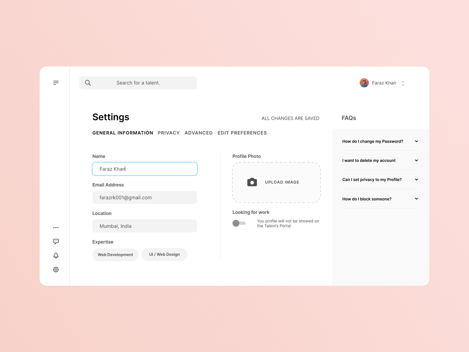 Edit Profile Page by Faraz Khan on Dribbble