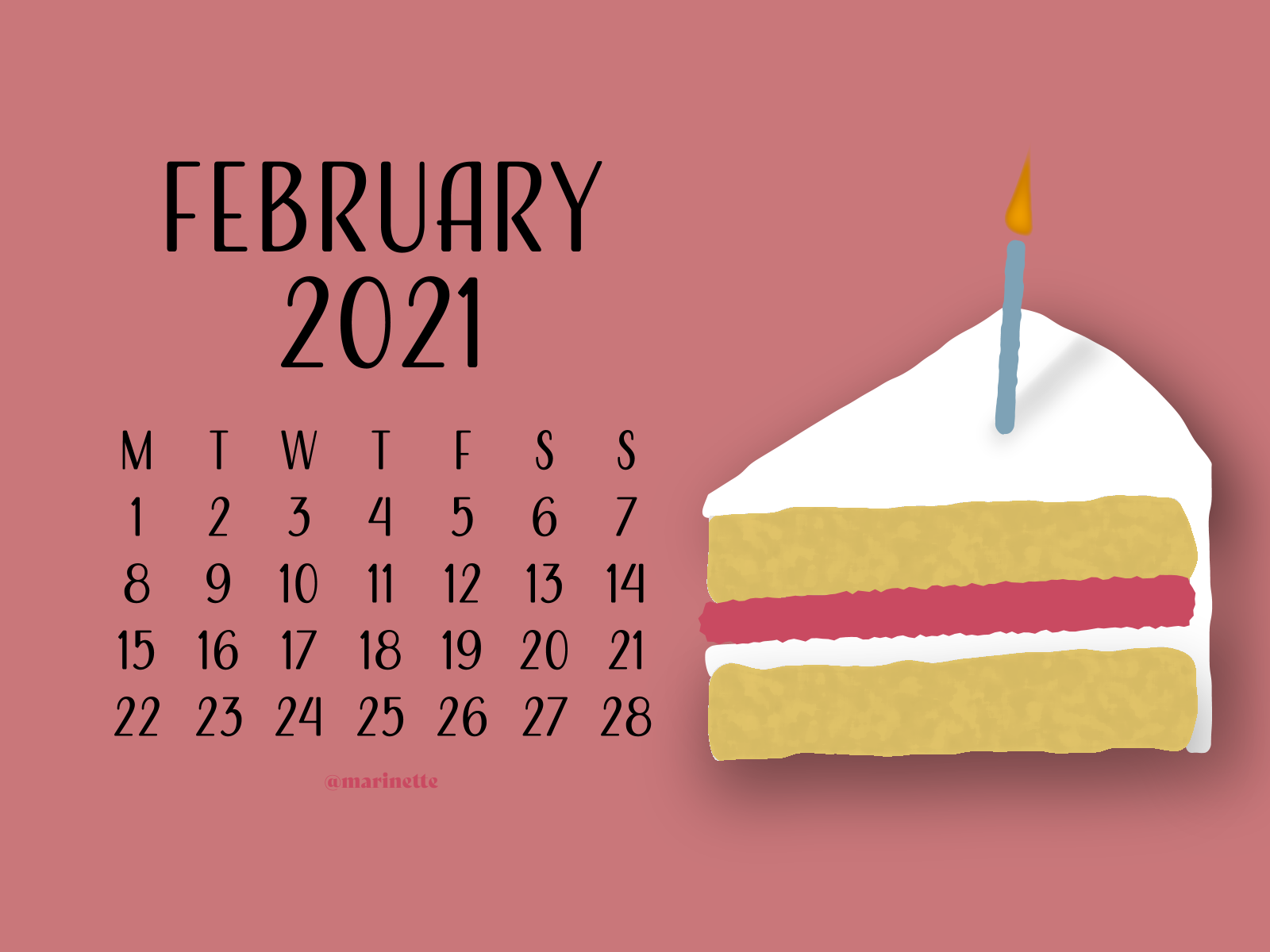 February 2021 Calendar - v1 by Marinette on Dribbble