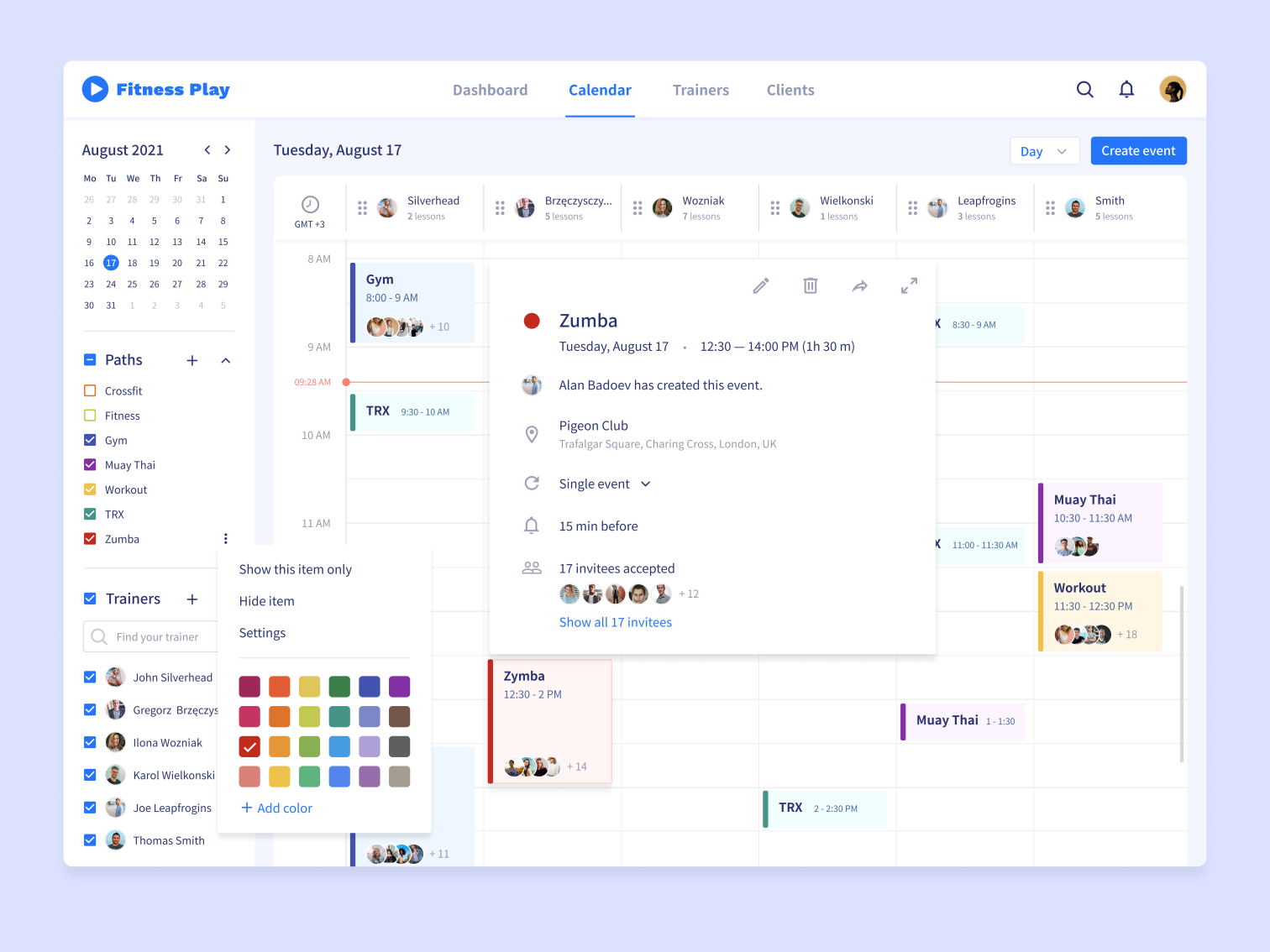 Fitness planner dashboard by Aleksei Golovach on Dribbble