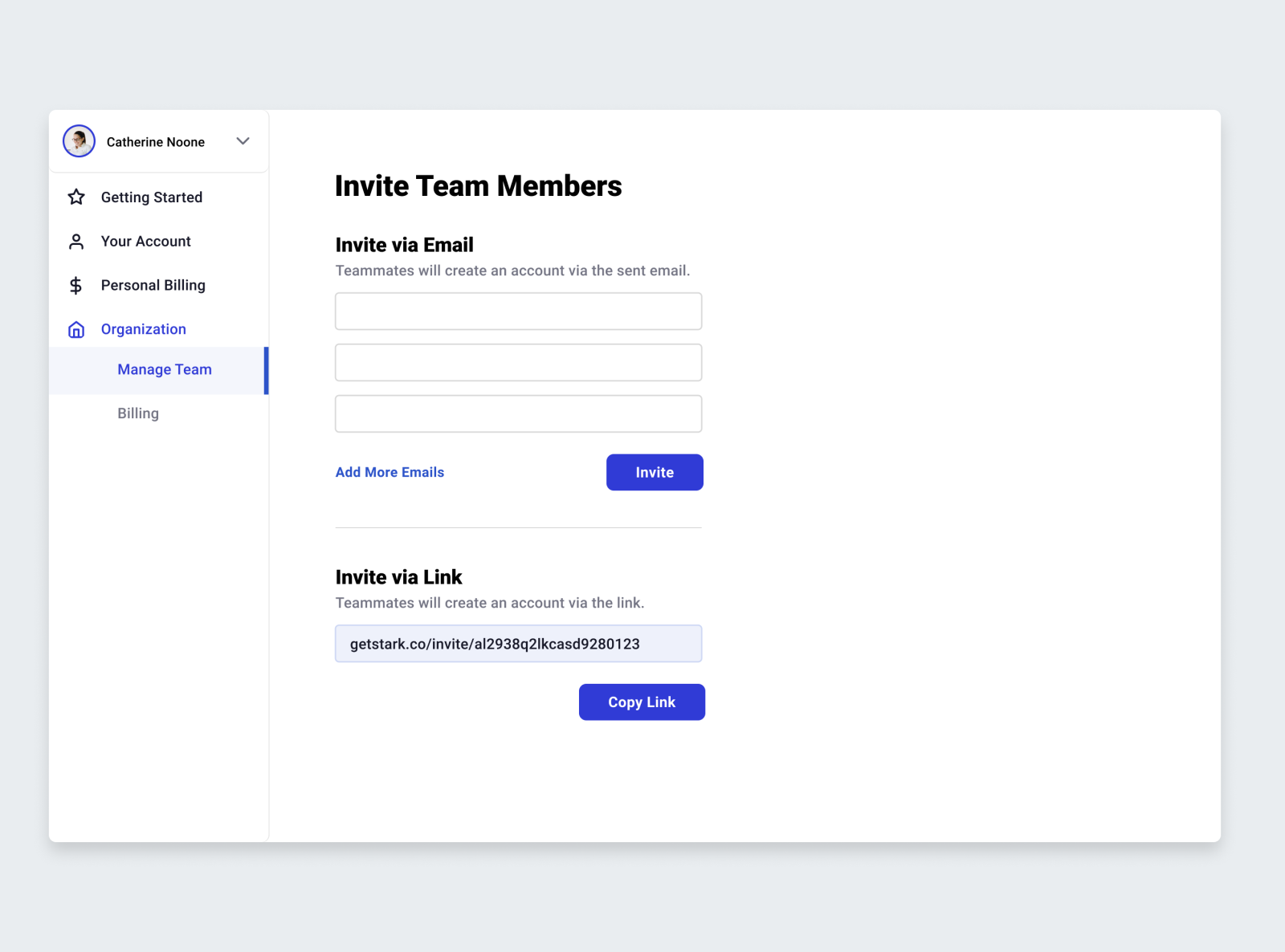 WIP of Invite Team Member Screen by Emaly Abdou for Stark on Dribbble