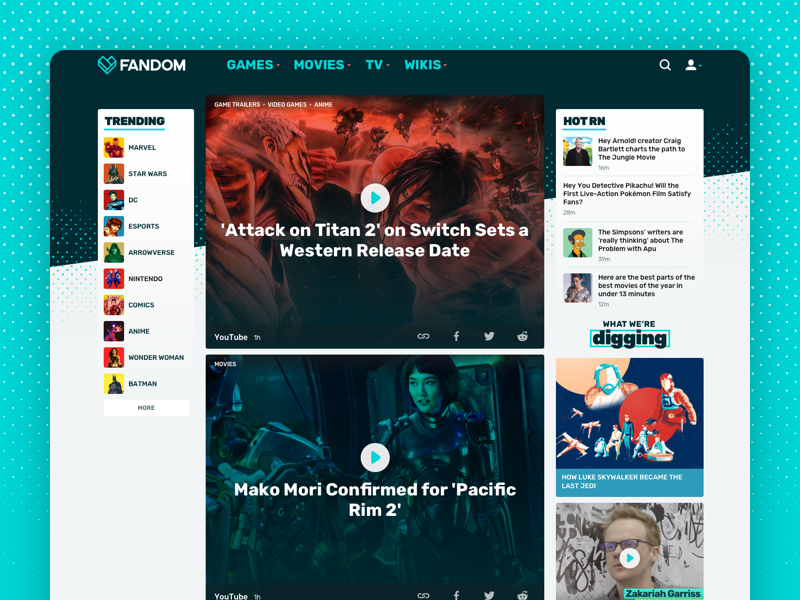 Fandom Site Redesign by Robinson Scott for FANDOM on Dribbble