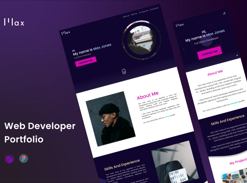 Max - Web Developer Portfolio Landing Page by Sabosuke_Design on Dribbble