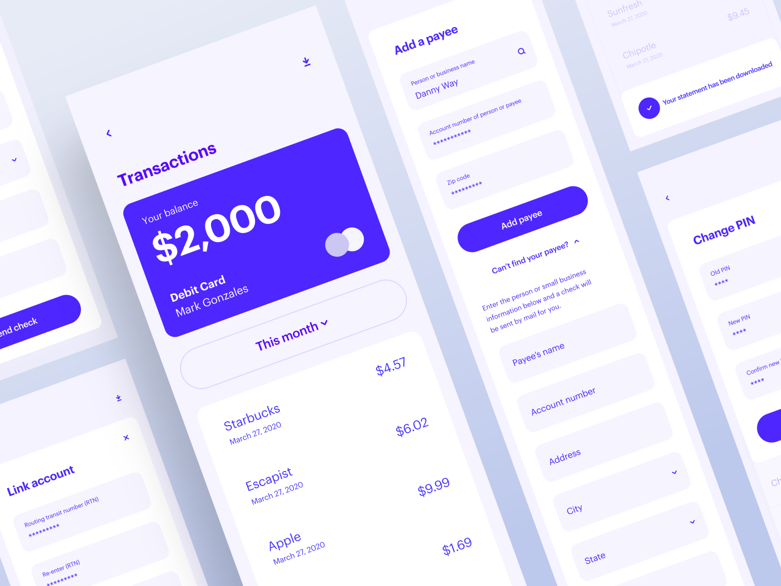 Banking App Wireframes by Denton Bishop on Dribbble
