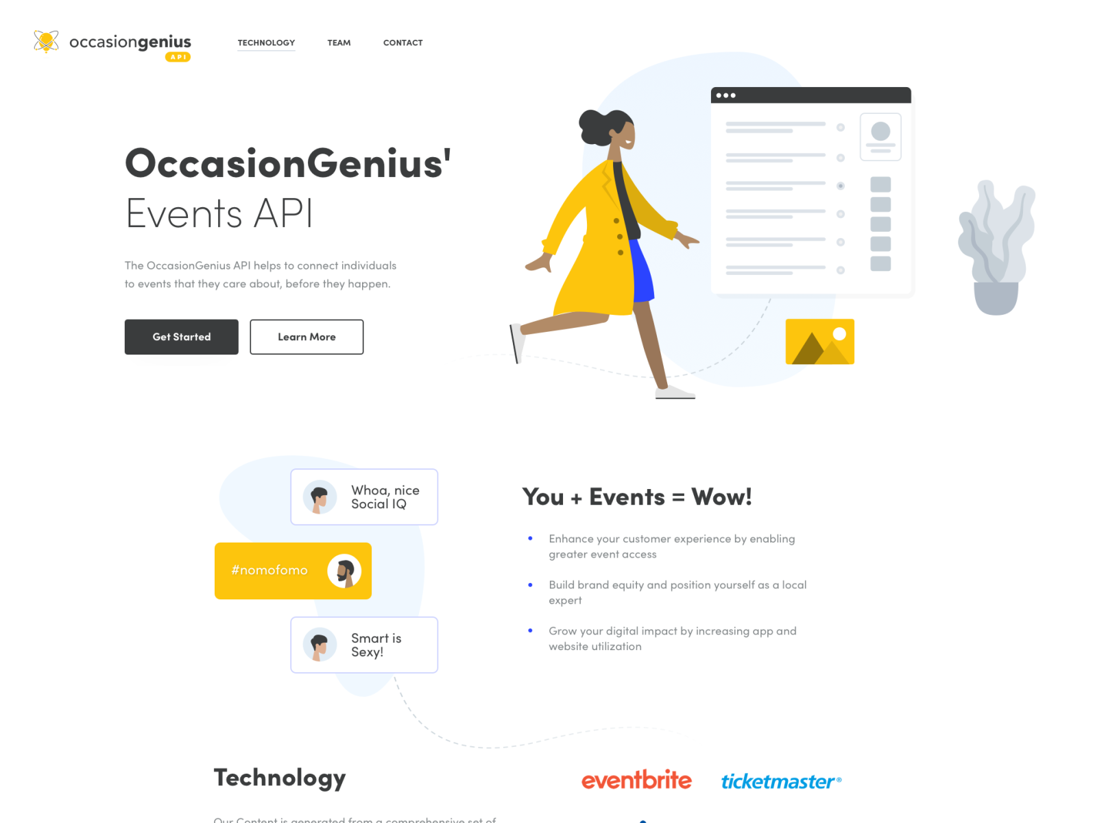 OccasionGenius API Landing Page by Kyle Kaczmar on Dribbble