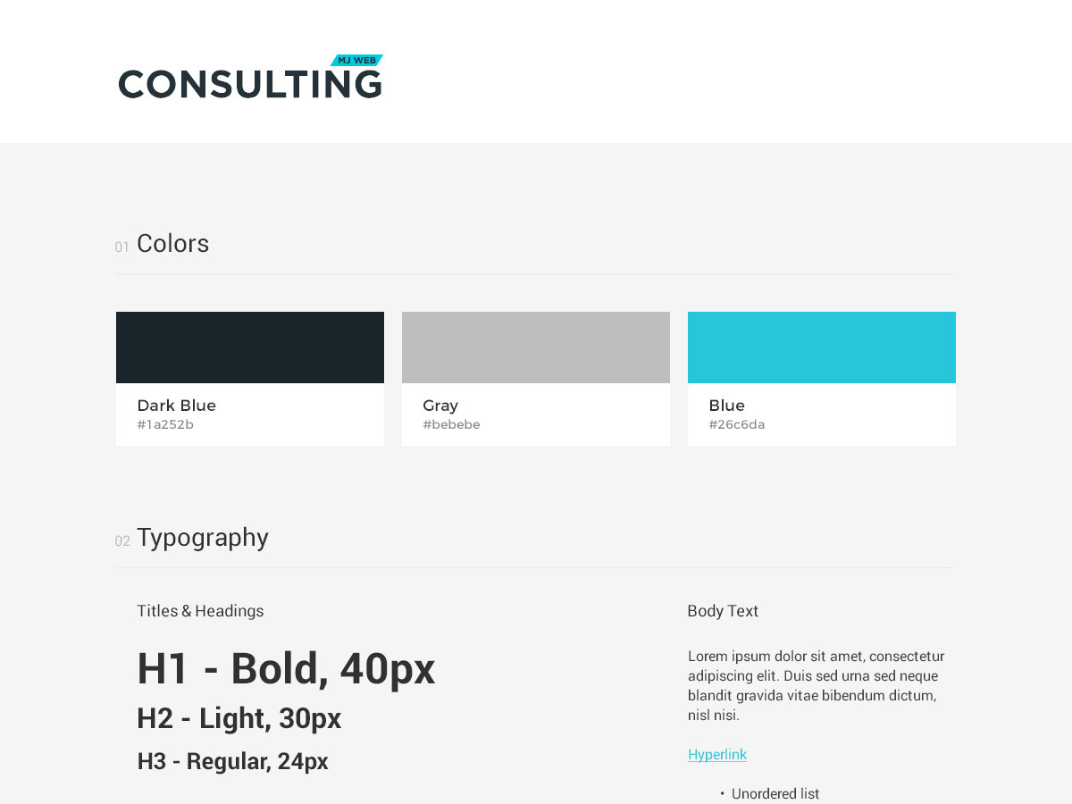 Style Guide for Our Site by MJ Web Consulting on Dribbble
