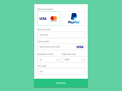 Day 2 Payment Form by Bryce Bennett on Dribbble