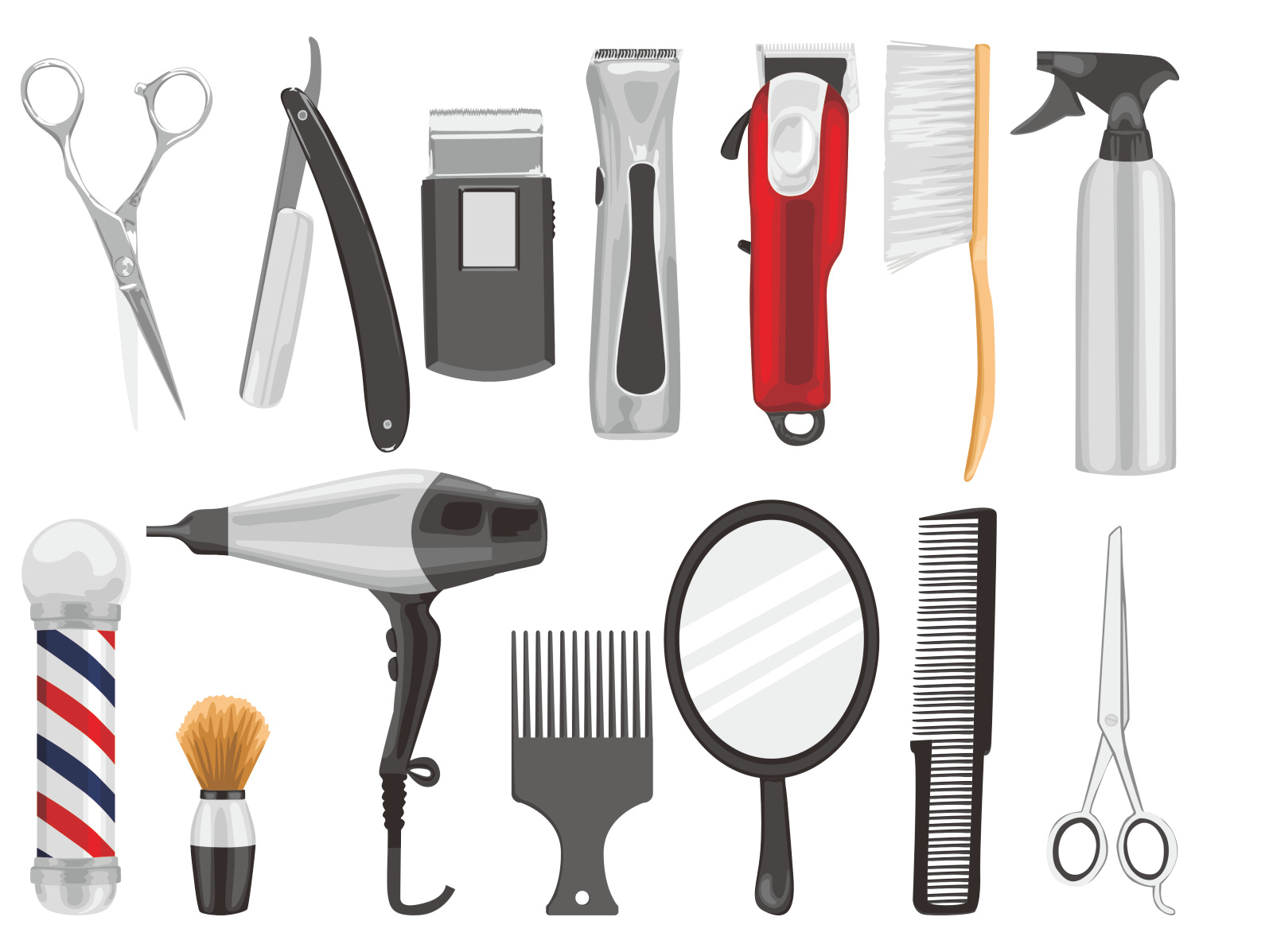 Barber Tools Vector Clipart
