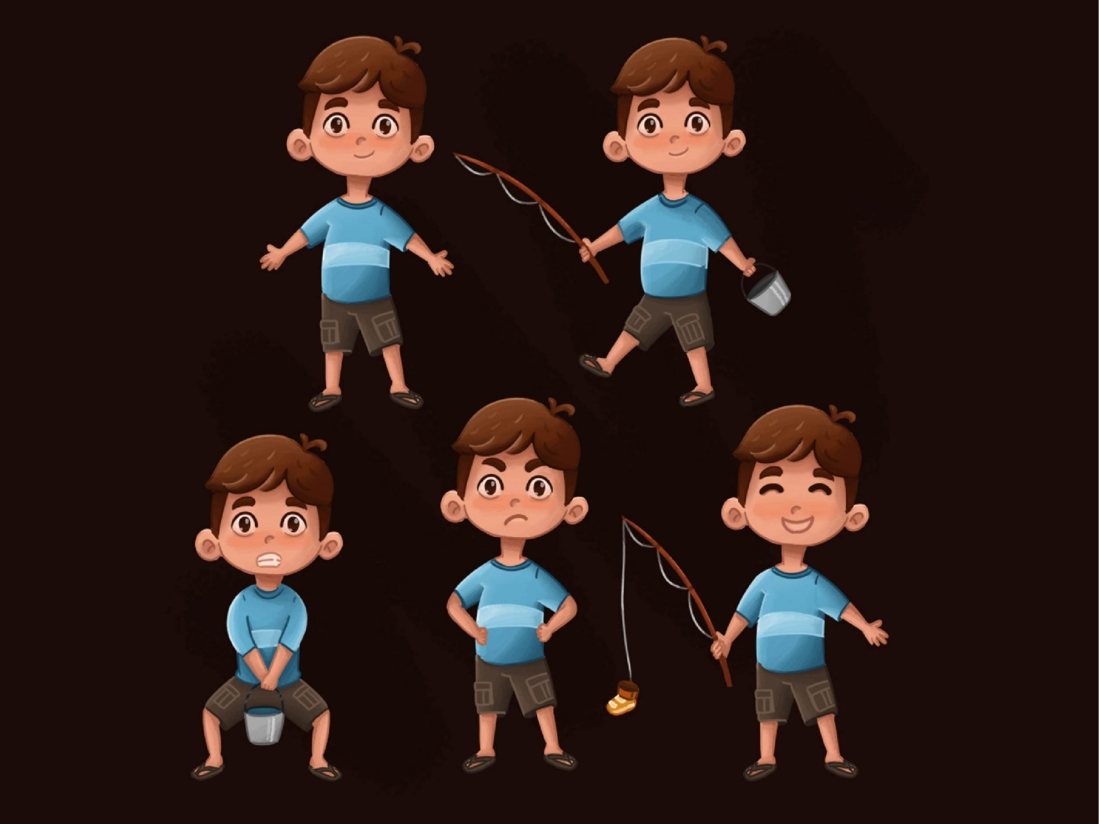 Boy Fishing Character by Anwhy on Dribbble