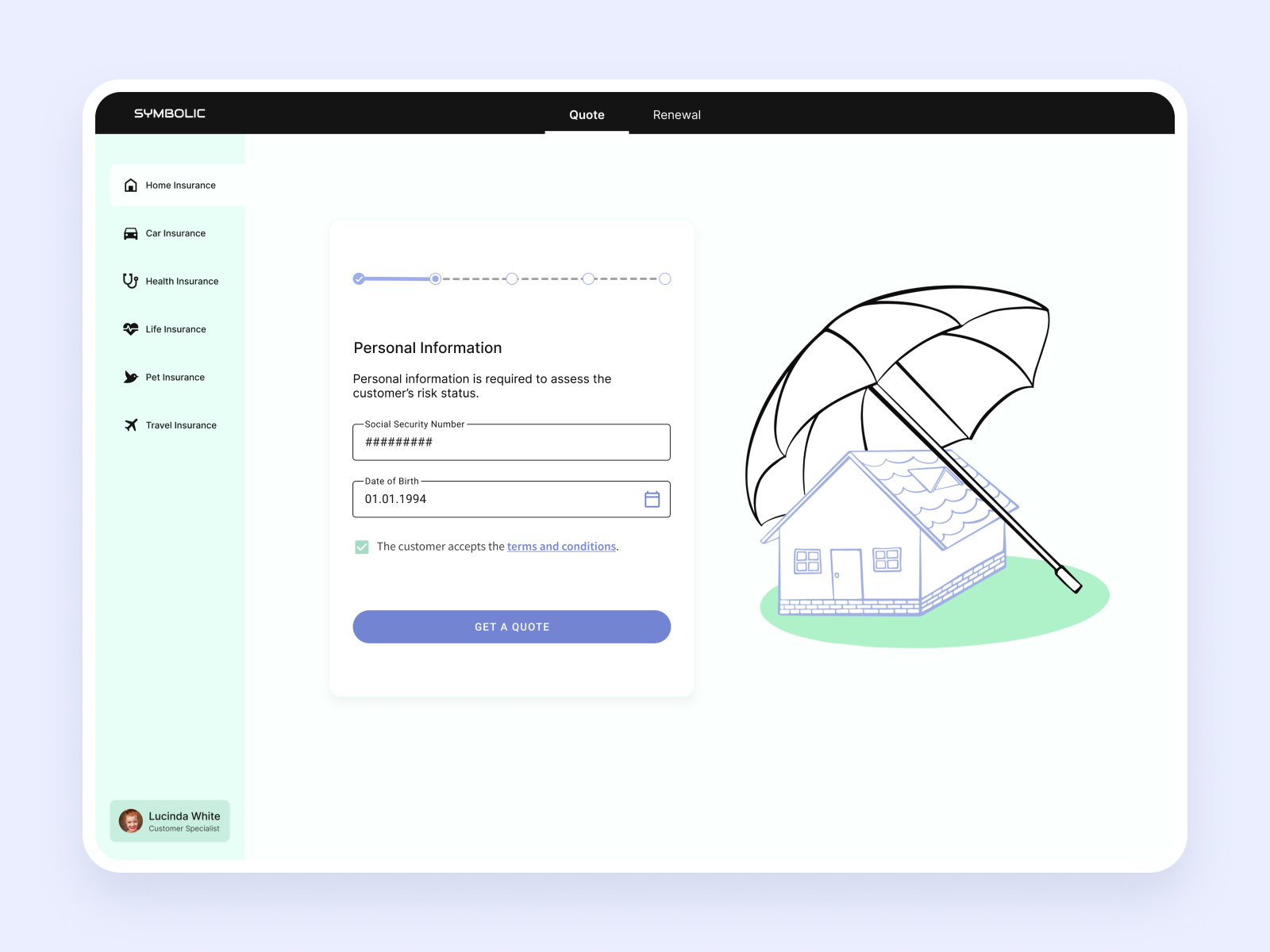 Insurance Platform - Get a Quote by Sevginur Ak on Dribbble