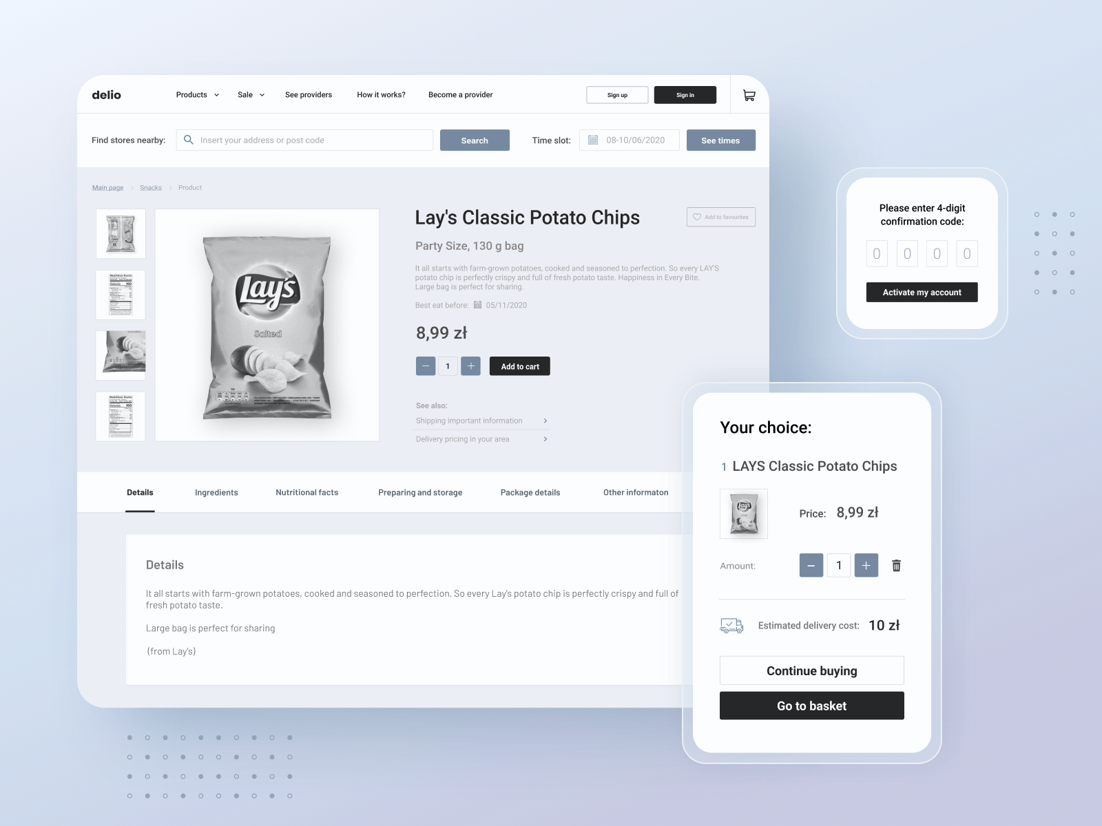 High-fidelity wireframes for a grocery store by Katarzyna on Dribbble