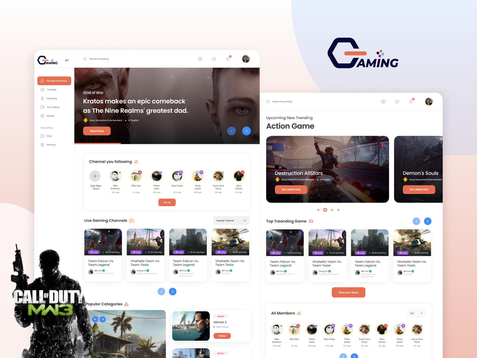 Gaming | Web Application by Parvez Khan on Dribbble
