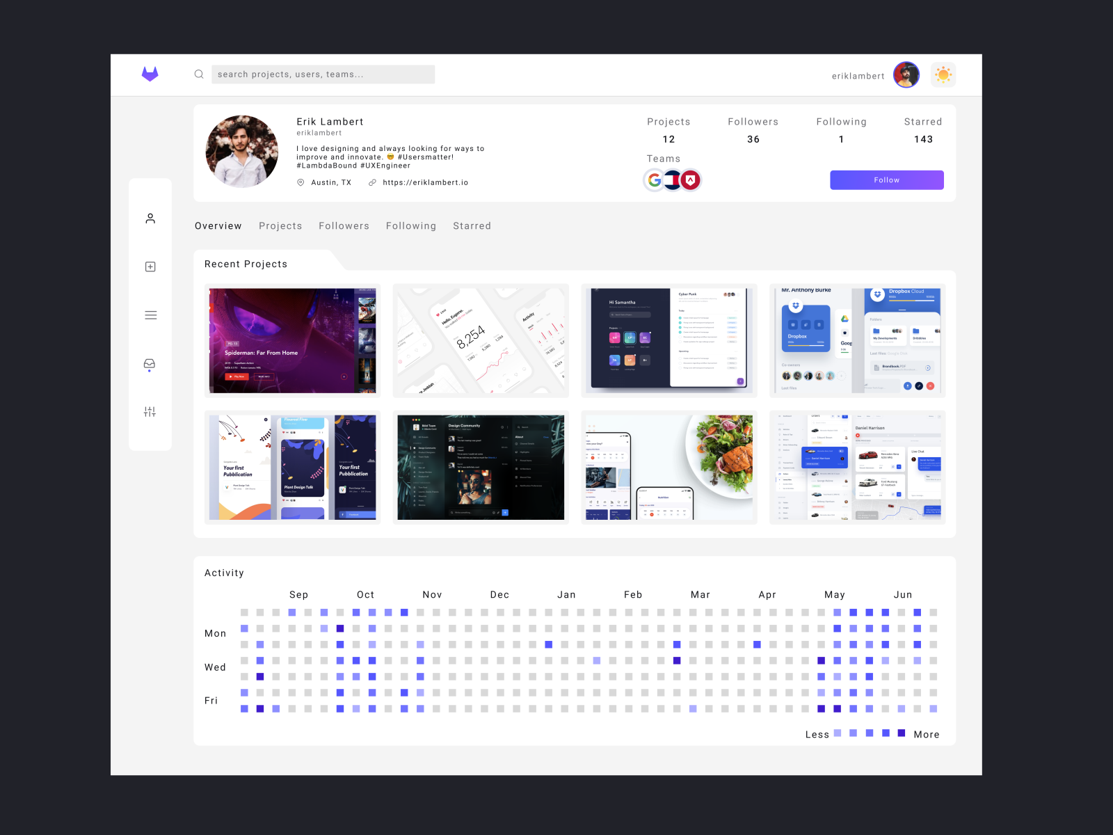 Profile Light and Dark mode by Zeke Kooyer on Dribbble