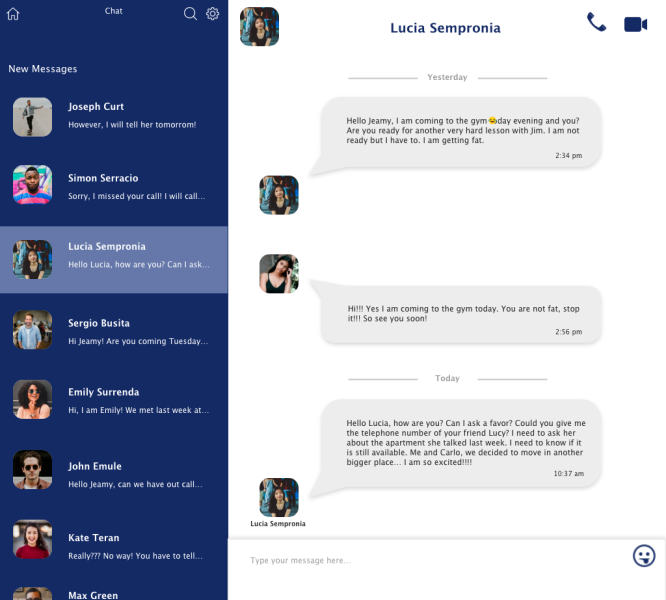 DailyUX Challenge 013 Chat by Monica Montana on Dribbble