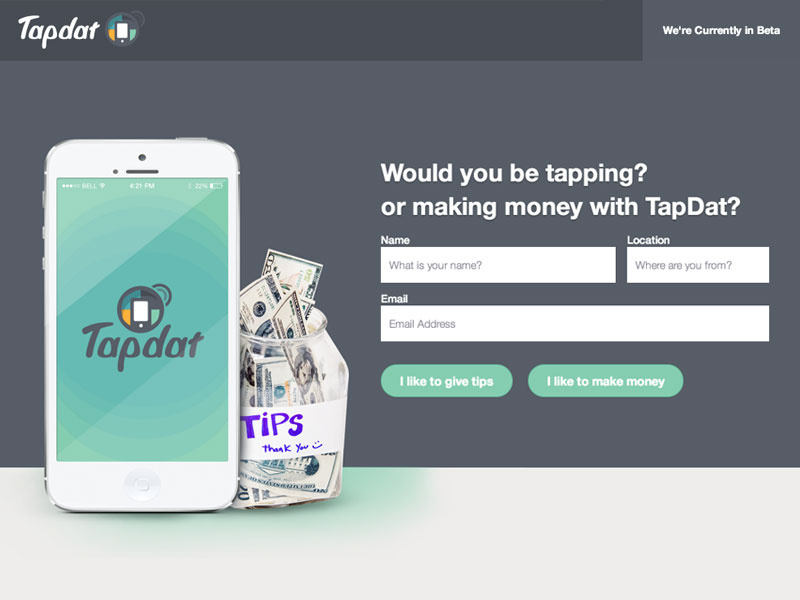 Tapdat App Sign up by Bruce McElroy on Dribbble