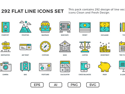 292 Flat Line Icons Pack by Icons Design on Dribbble