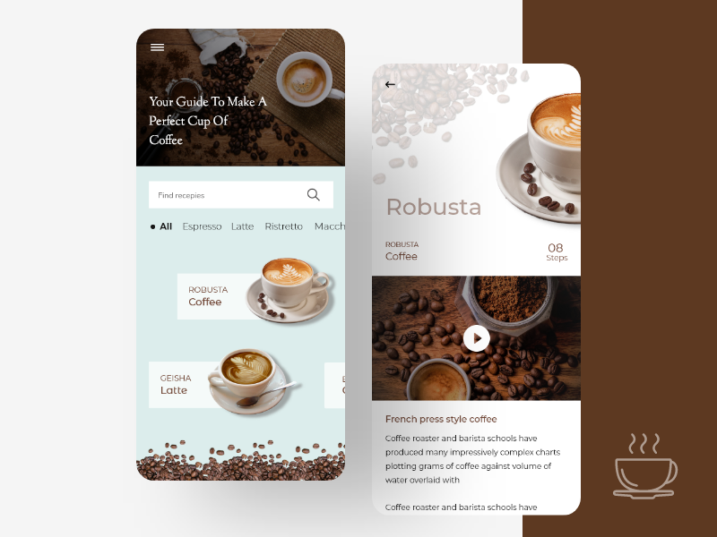Coffee Recipe App - Concept. by Jinal Mehta on Dribbble