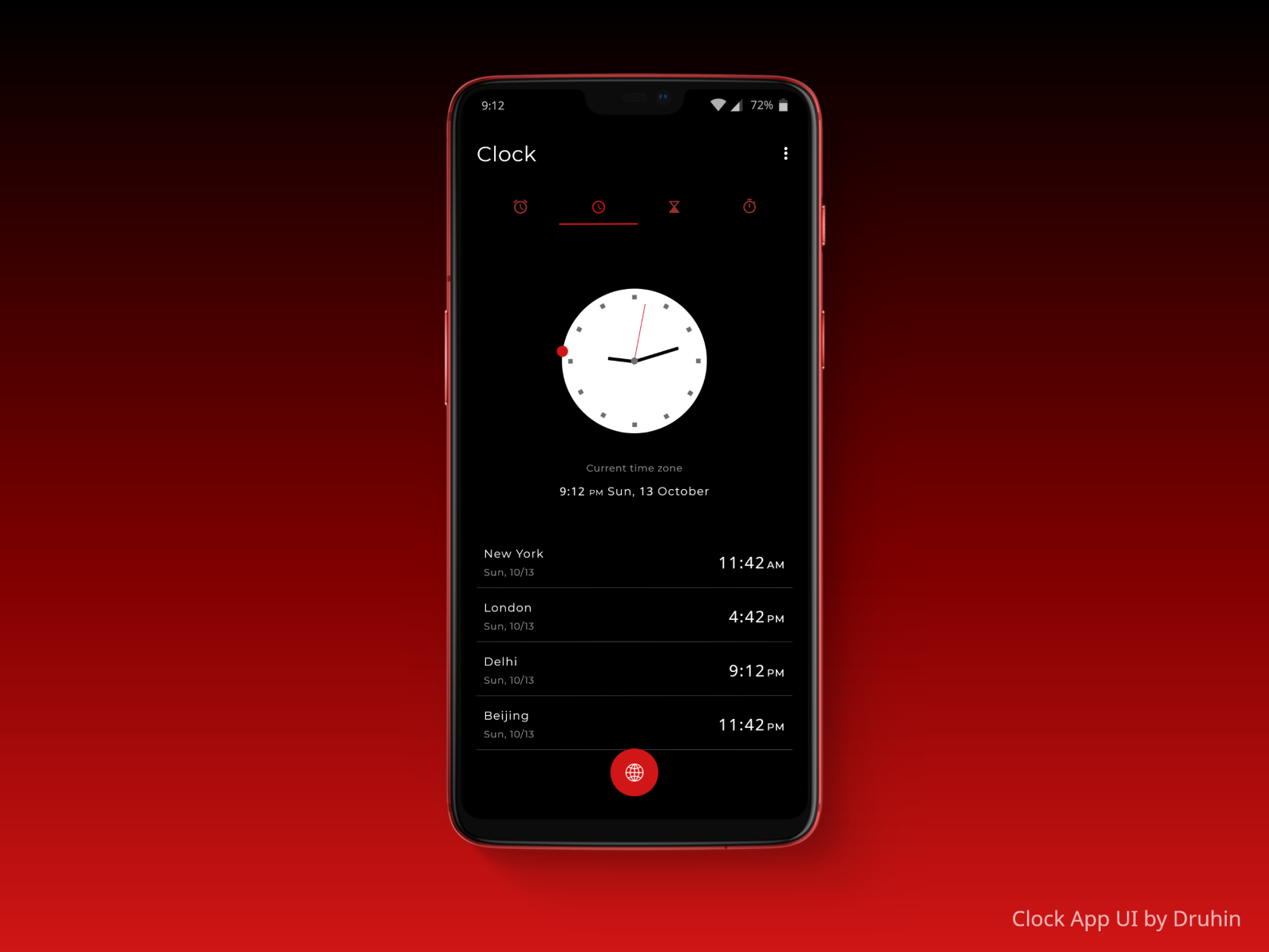 Clock App - World Clock Page Design - Uplabs Challenges by Druhin ...