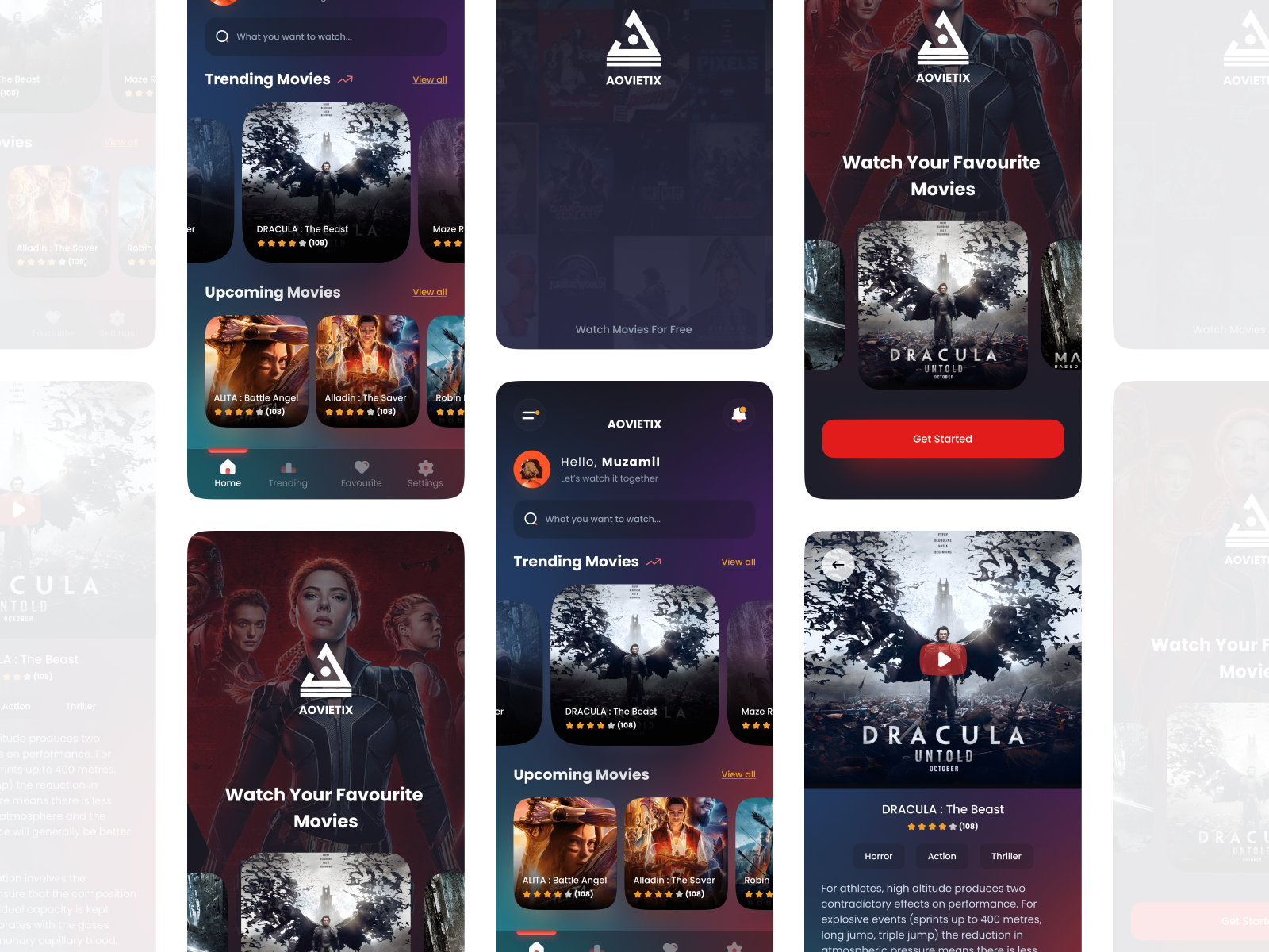 AOVIETIX - Movie App Design by Muzamil Afridi on Dribbble