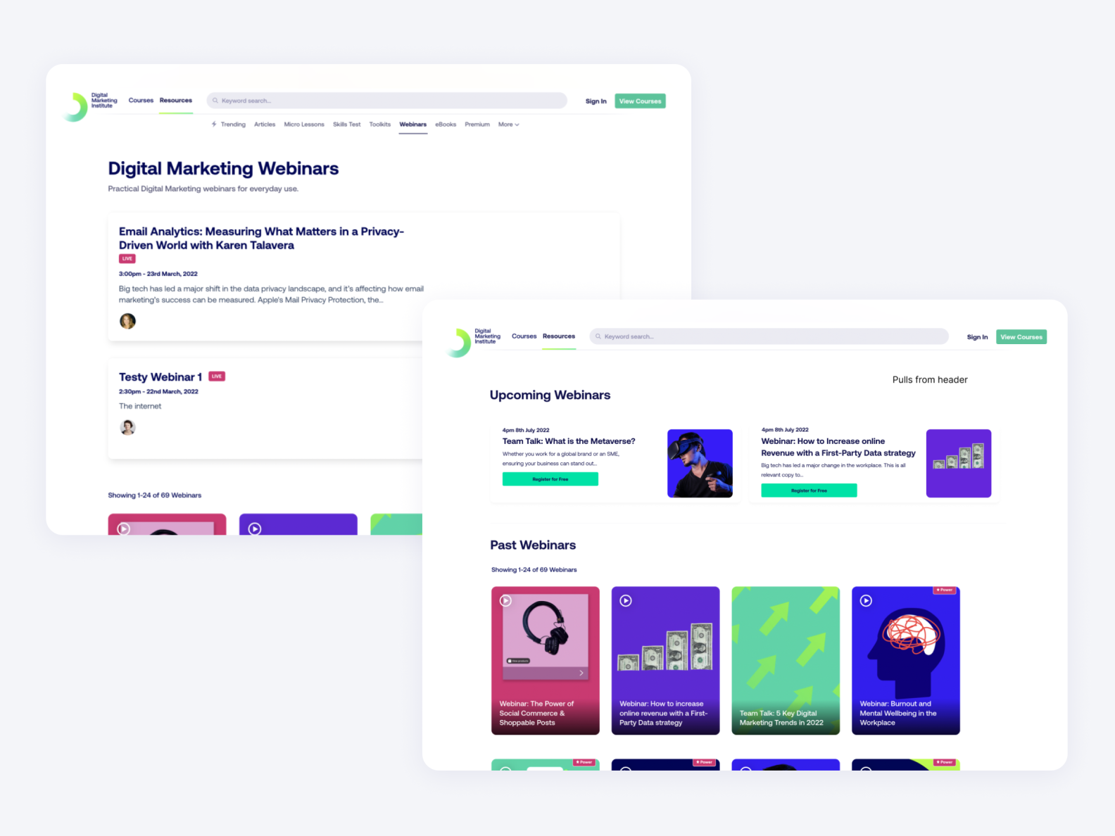 Webinar / Events Page Redesign by Caroline Kelly on Dribbble