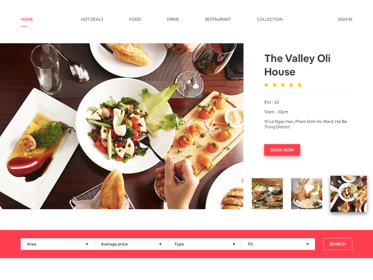 Book online restaurant tables on the website - Homepage by Hau Nguyen ...