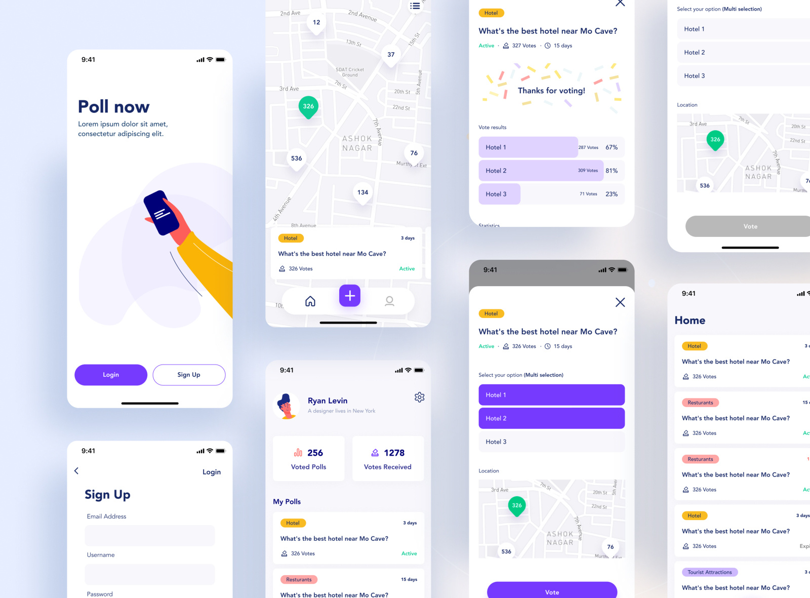 PollNow - Mobile App Design by Stella Xuyang Liu on Dribbble