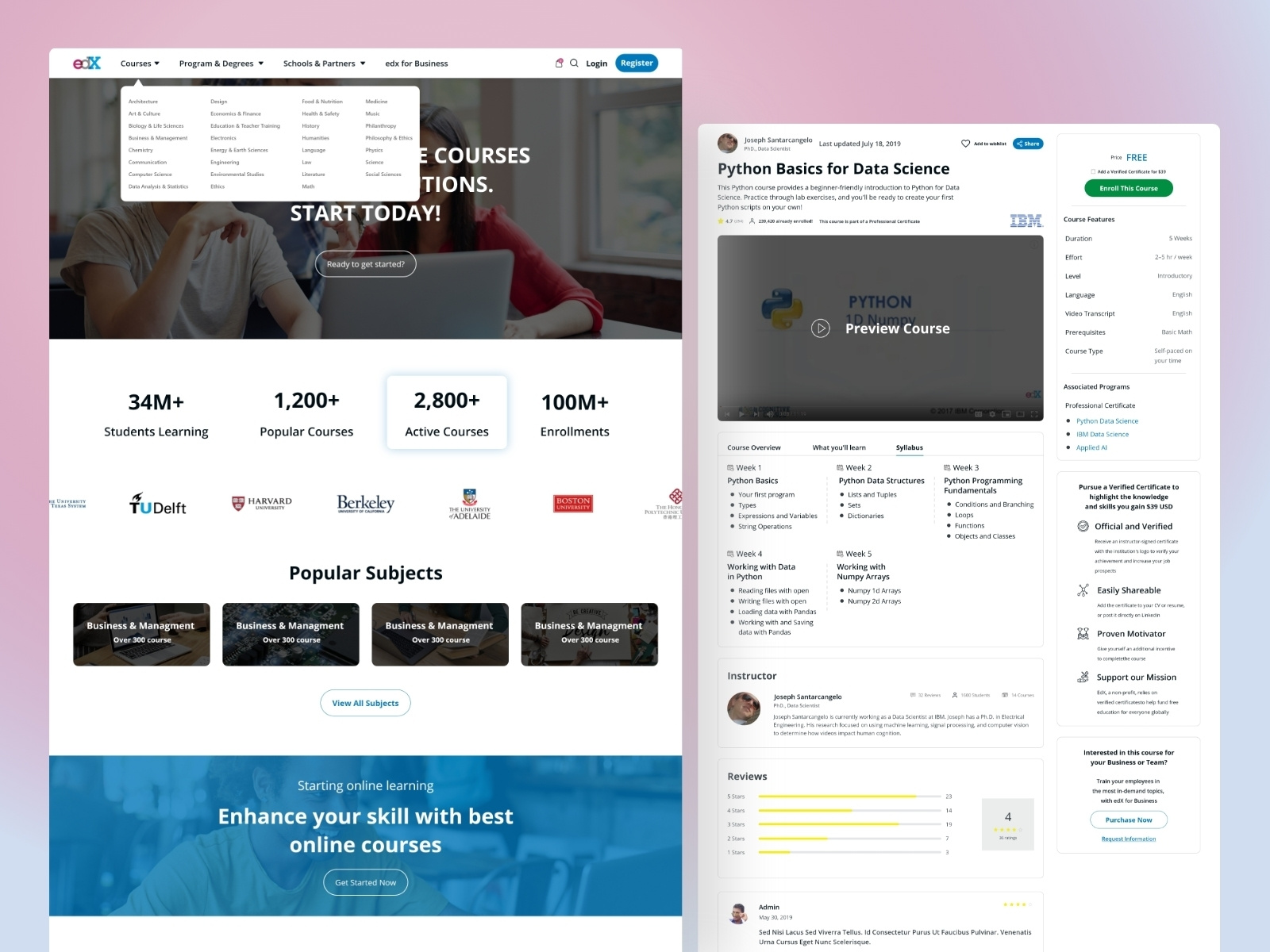 edx Redesign by Alireza Shahriari Pour on Dribbble