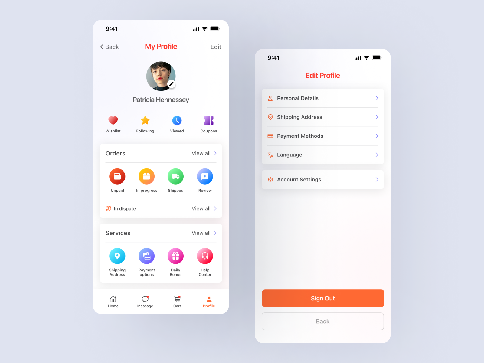 E-Commerce mobile apps User Profile design by Kh Ibrahim Mahbub on Dribbble