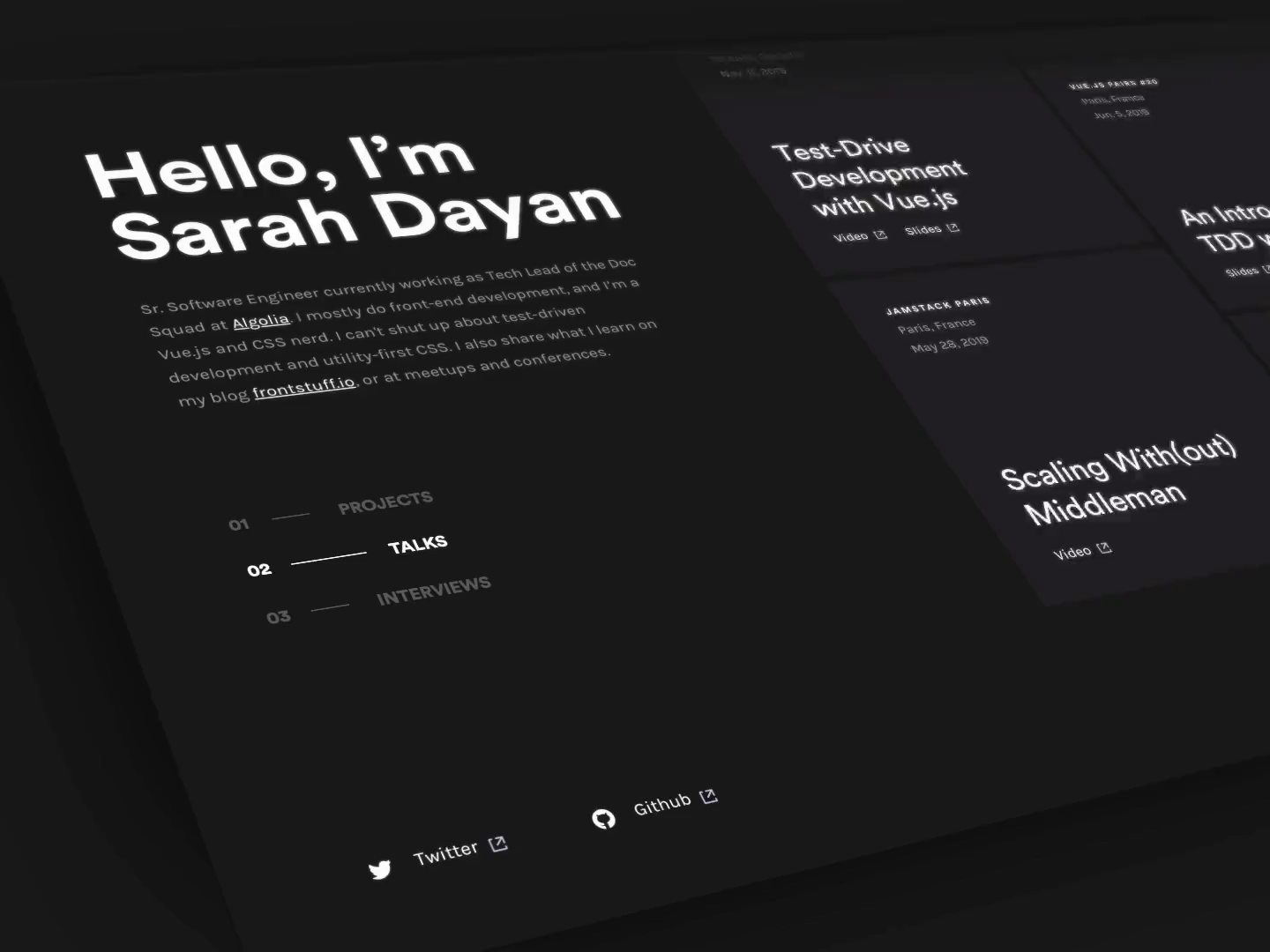 Developer Dark Grid Portfolio by Nicolas Meuzard on Dribbble