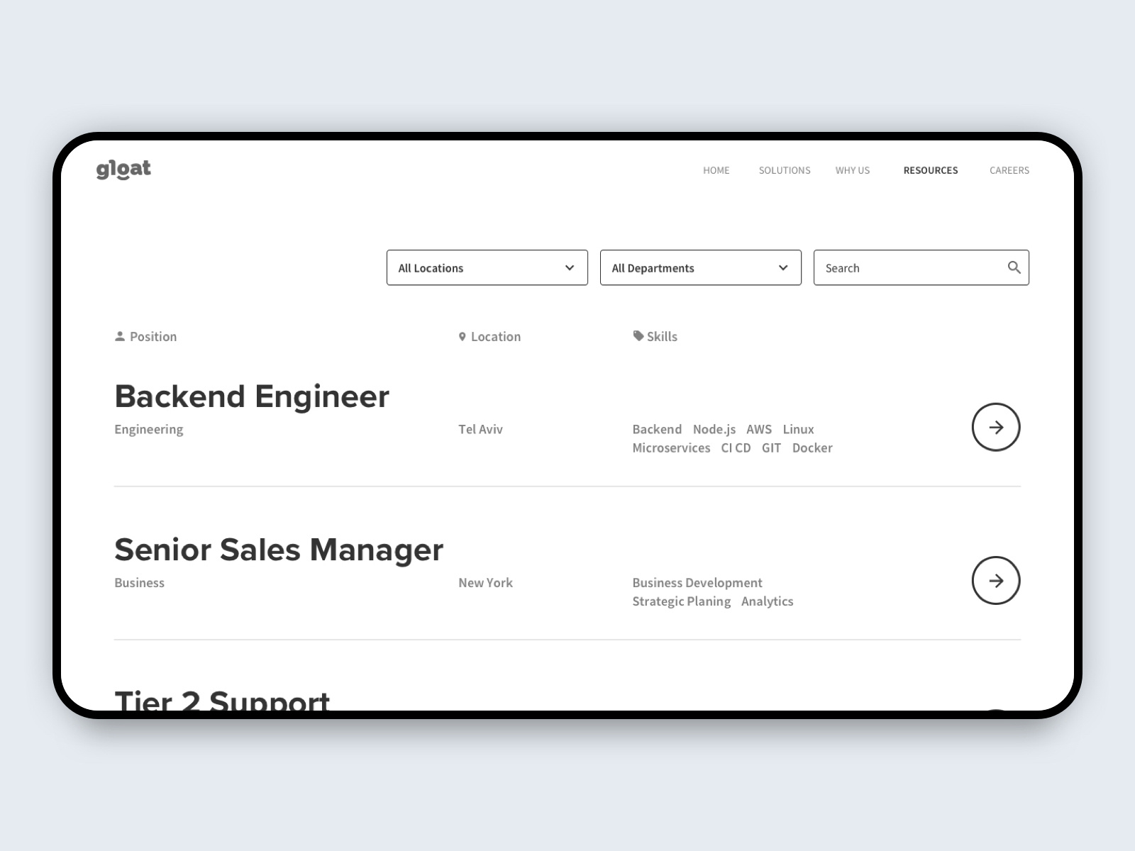 Careers page design by Doron Shine on Dribbble